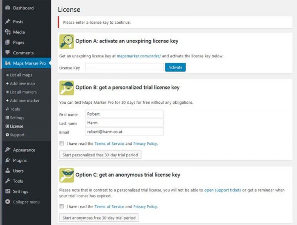 How to install your free 30 days trial › Maps Marker Pro