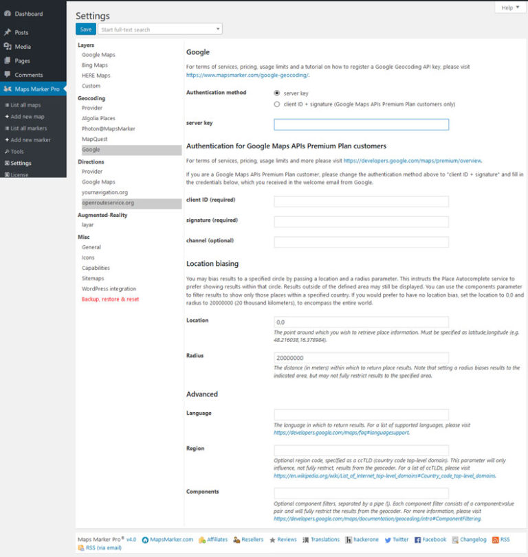 How to setup Google geocoding (legacy) › Maps Marker Pro