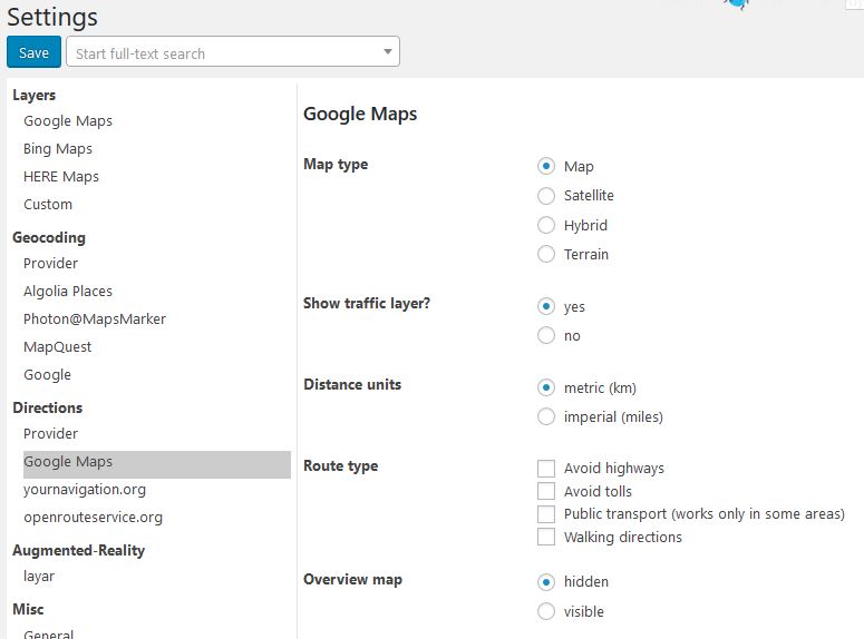 How to change the directions link settings and/or directions provider ...