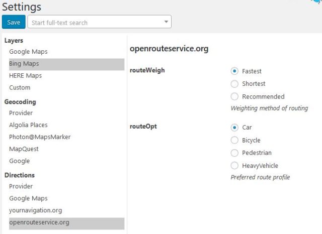 How to change the directions link settings and/or directions provider ...