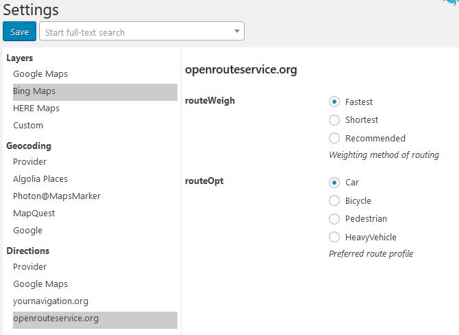 How to change the directions link settings and/or directions provider ...