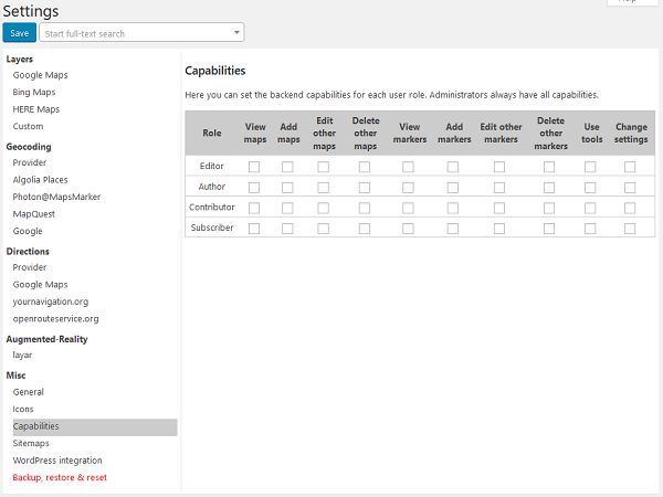 How to change the permission settings › Maps Marker Pro